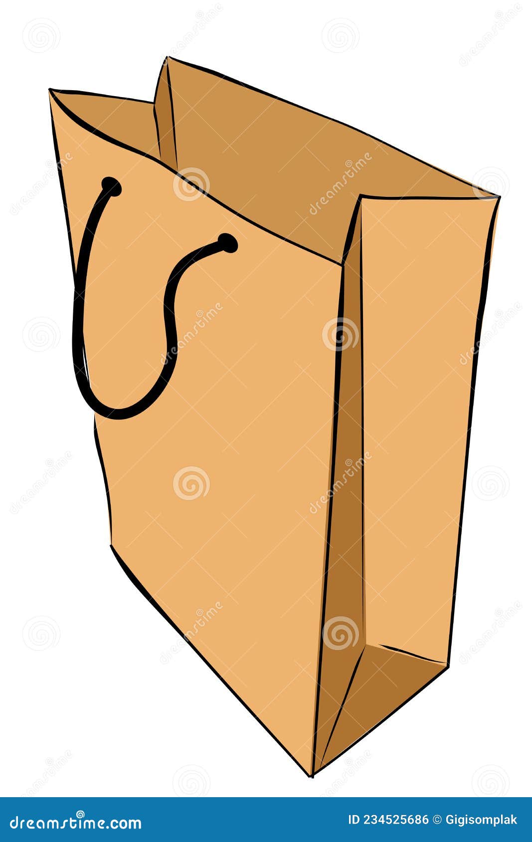 Simple Vector Hand Draw Sketch Brown Mockup of Paper Bag Stock Vector ...