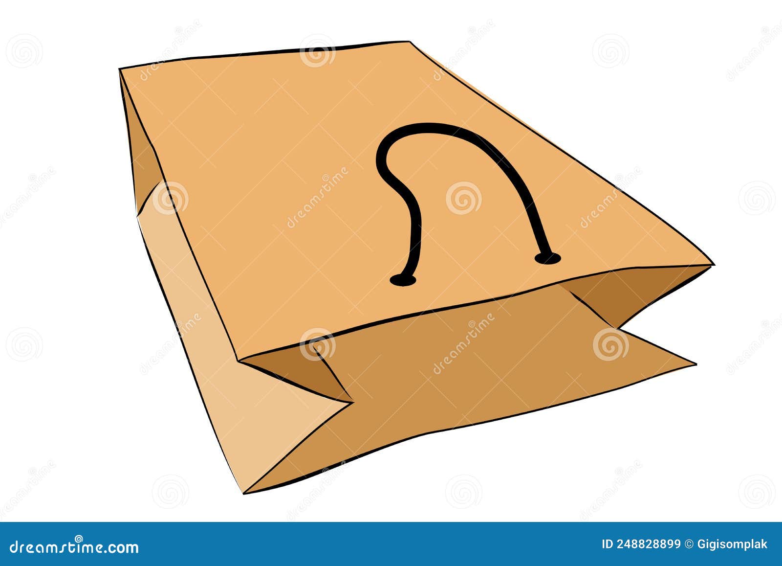 Simple Vector Hand Draw Sketch Brown Mockup of Paper Bag Stock Vector ...