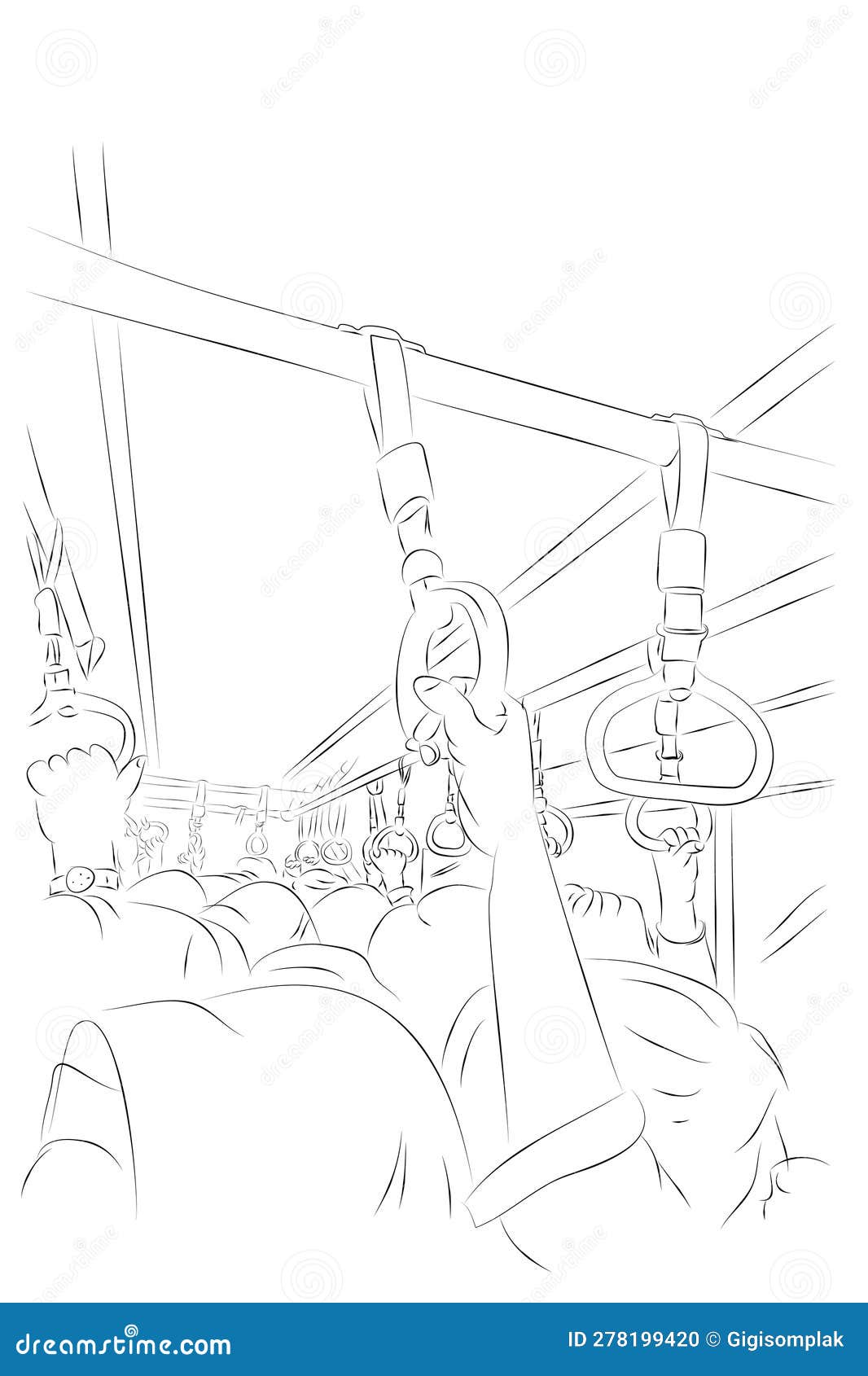 Simple Vector Hand Draw Sketch Crowded of Passenger at Public ...