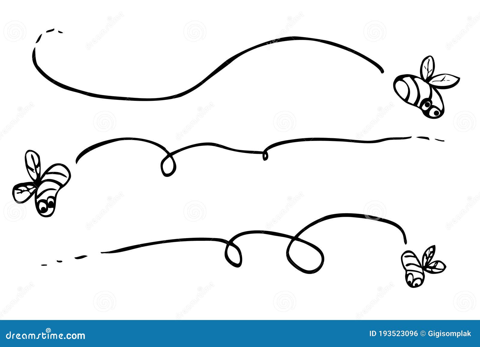 Simple Vector Hand Draw Sketch, 3 Fly, Insect Stock Vector ...