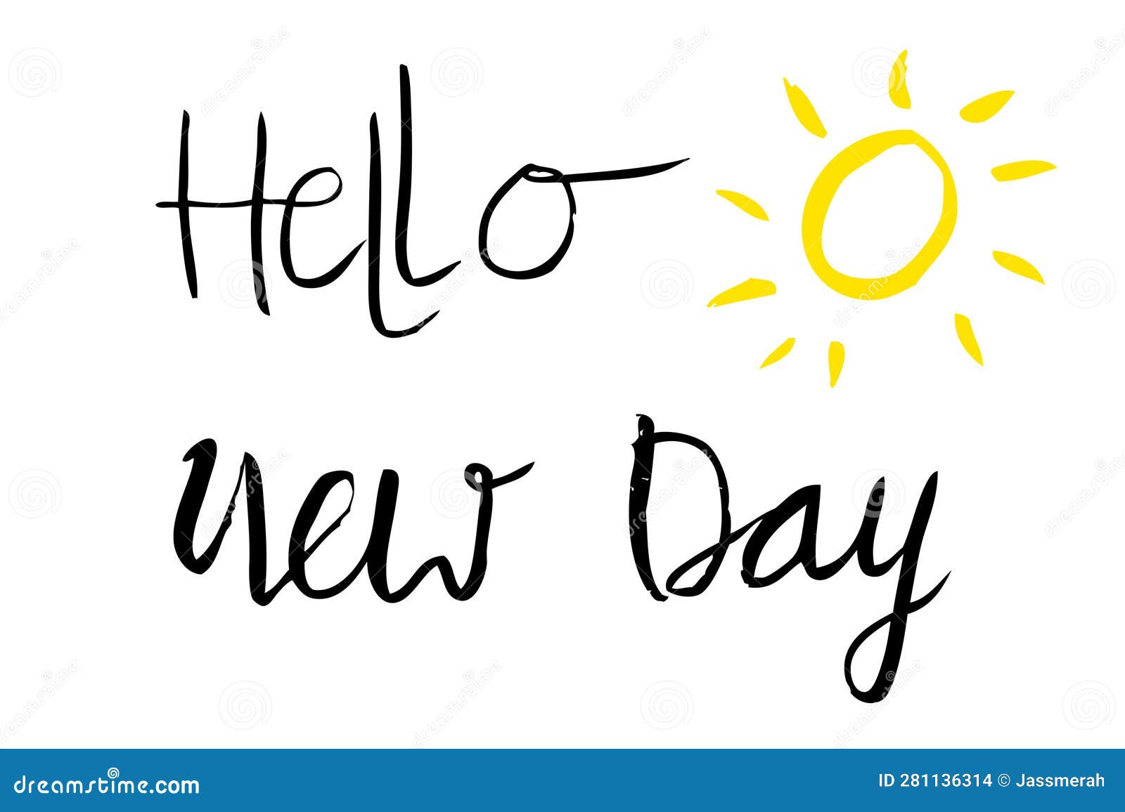 Simple Vector Hand Draw Sketch Lettering, Hello New Day, Sun Stock ...