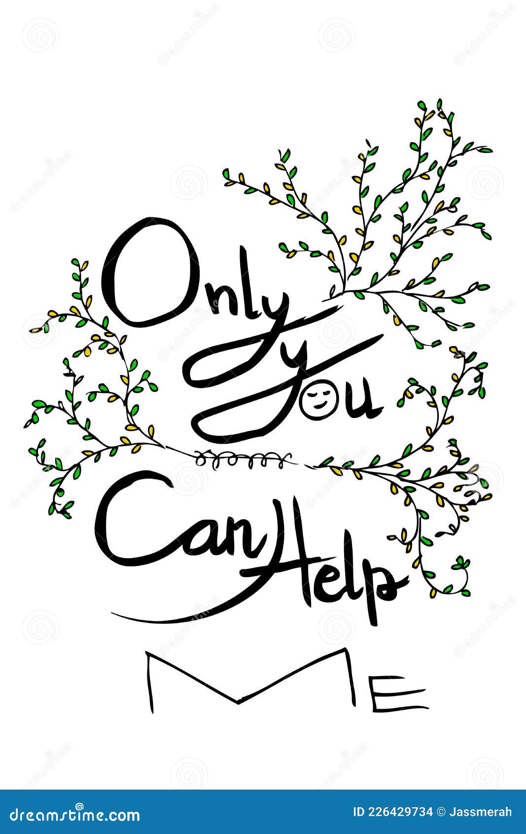 Simple Vector Hand Draw Sketch Lettering, only You Can Help Me Stock ...