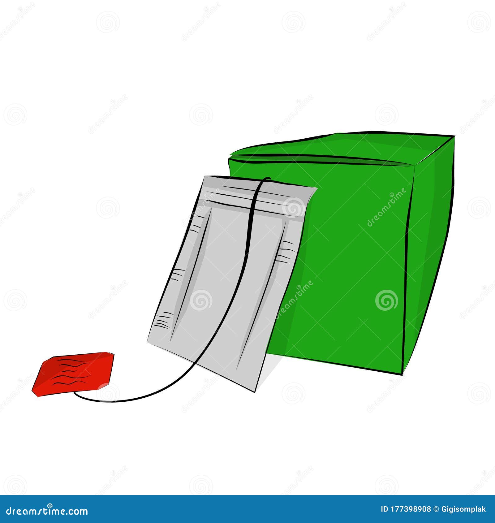 Simple Vector Hand Draw Sketch, Mockup Blank Instant Tea Bag and Box ...