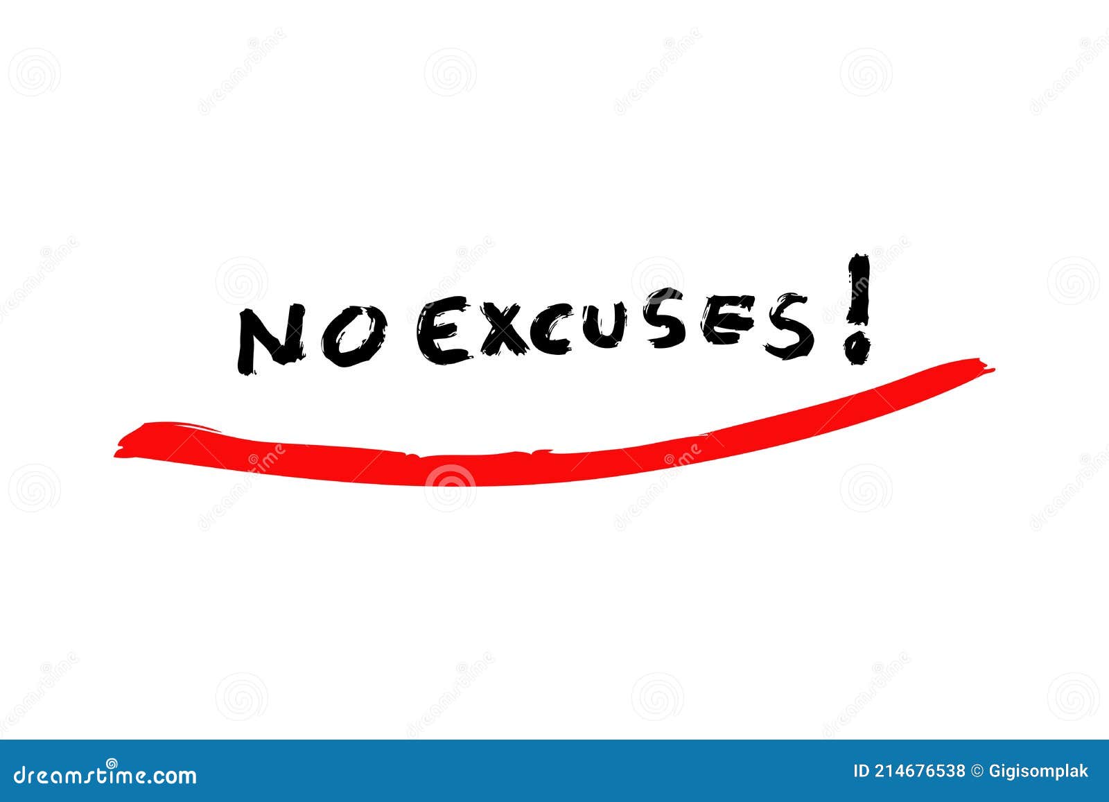 Simple Vector Hand Draw Sketch, No Excuse, Isolated on White Stock ...