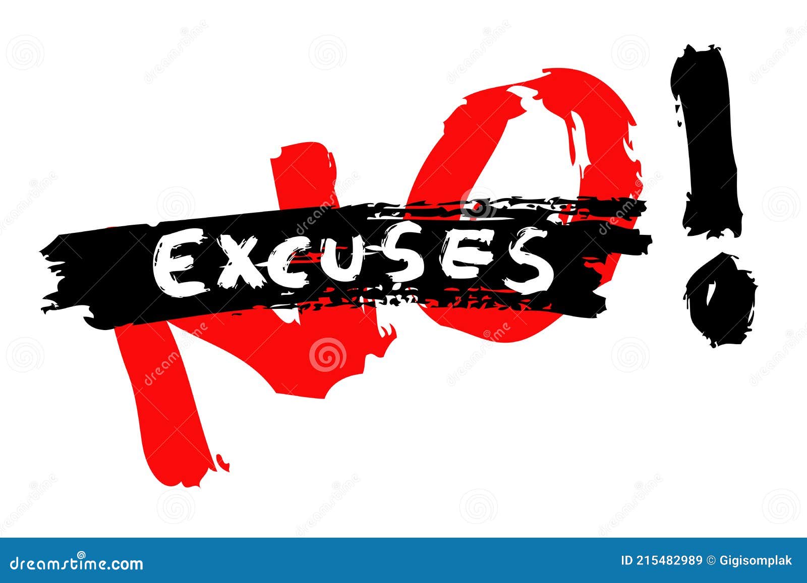 Simple Vector Hand Draw Sketch, No Excuse, Isolated on White Stock ...