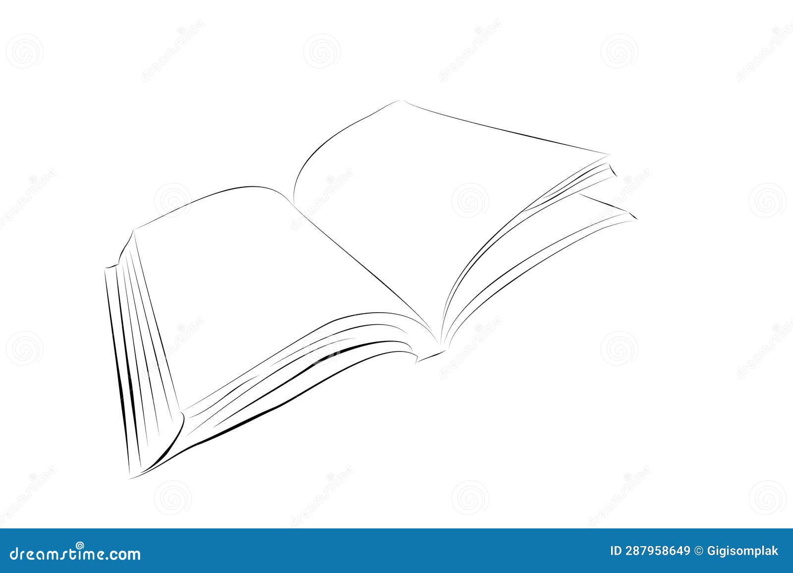 Simple Vector Hand Draw Sketch Open Book, Isolated on White Stock ...