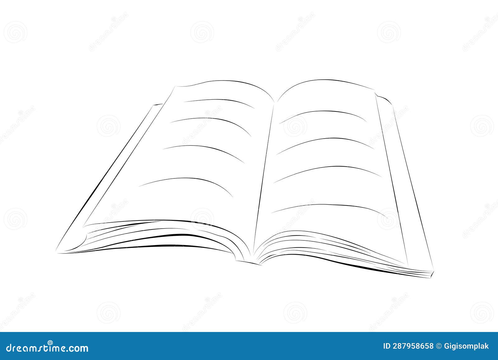 Simple Vector Hand Draw Sketch Open Book, Isolated on White Stock ...