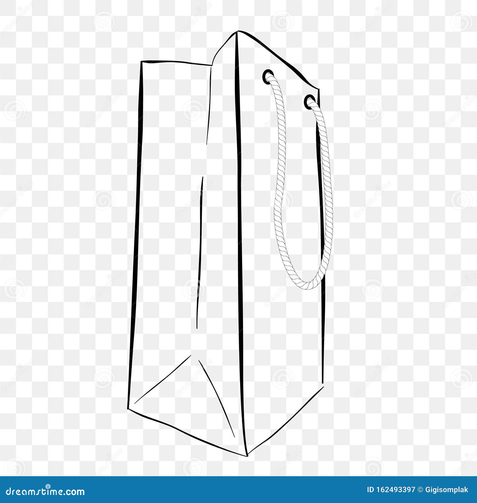 Simple Vector Hand Draw Sketch of Paper Bag, Isolated on White Stock ...