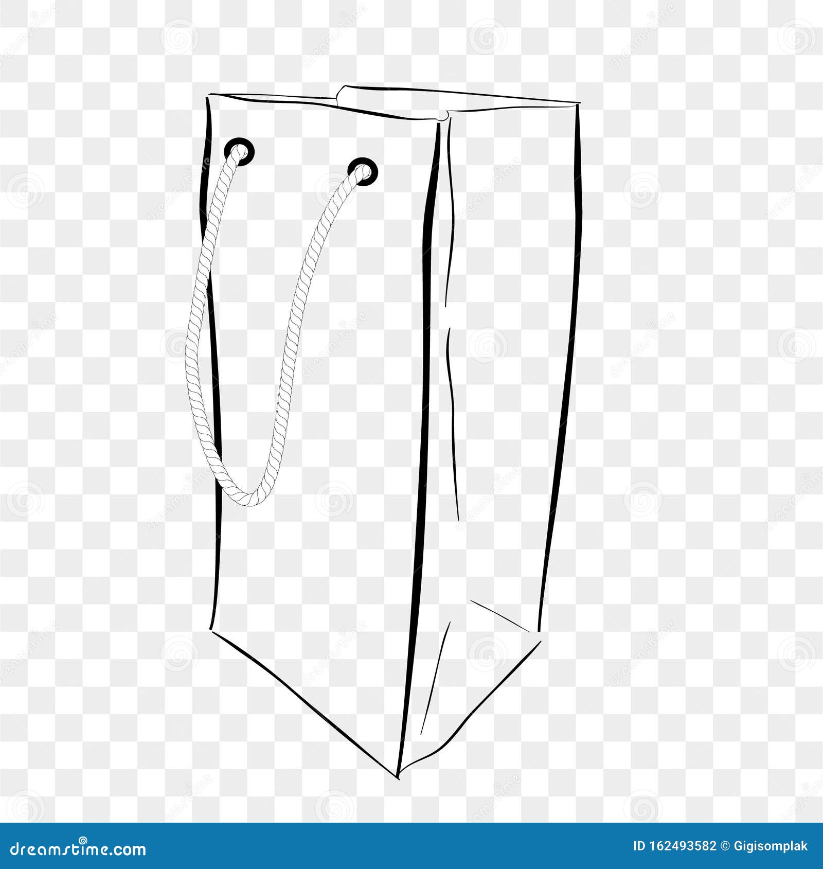 Simple Vector Hand Draw Sketch of Paper Bag, Isolated on White Stock ...