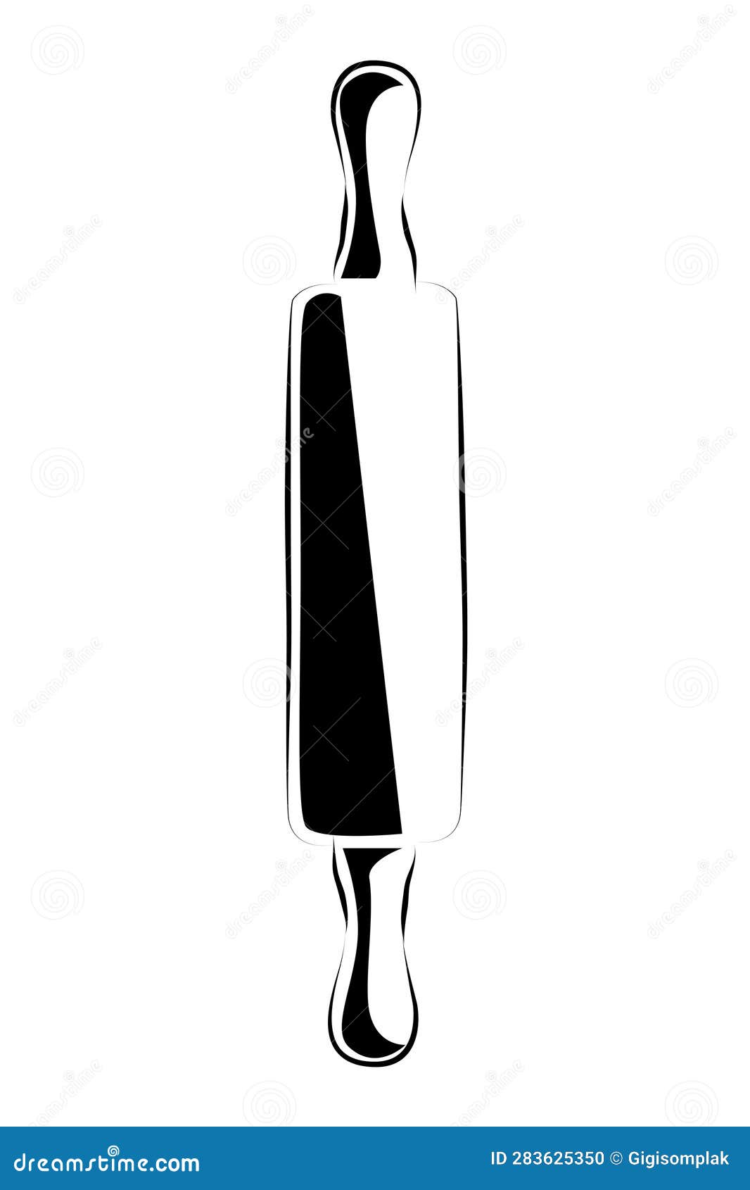 Simple Vector Hand Draw Sketch of Rolling Pin, Isolated on White Stock ...