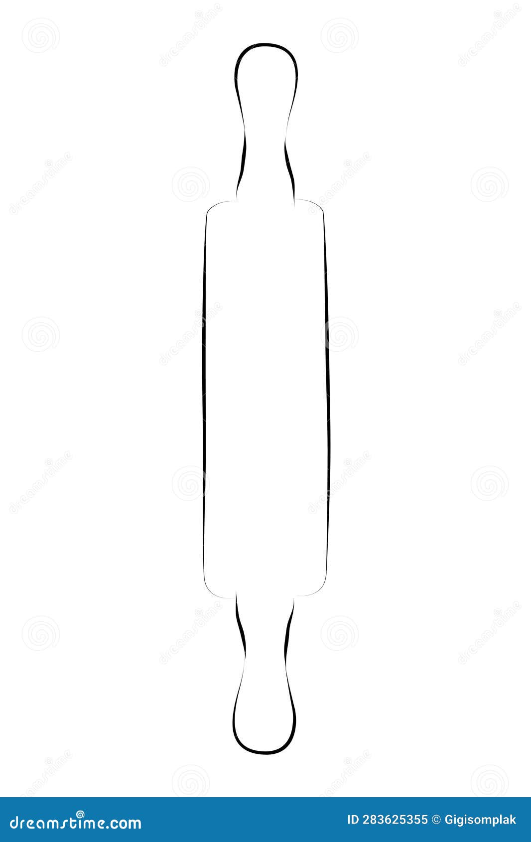 Simple Vector Hand Draw Sketch of Rolling Pin, Isolated on White Stock ...