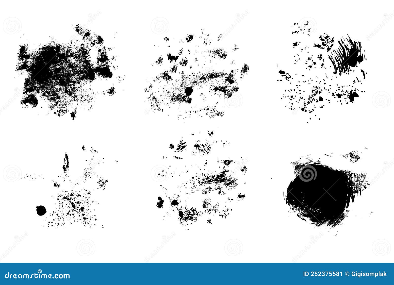 Simple Vector Hand Draw Sketch, Set 6various Size and Shape of Splat ...