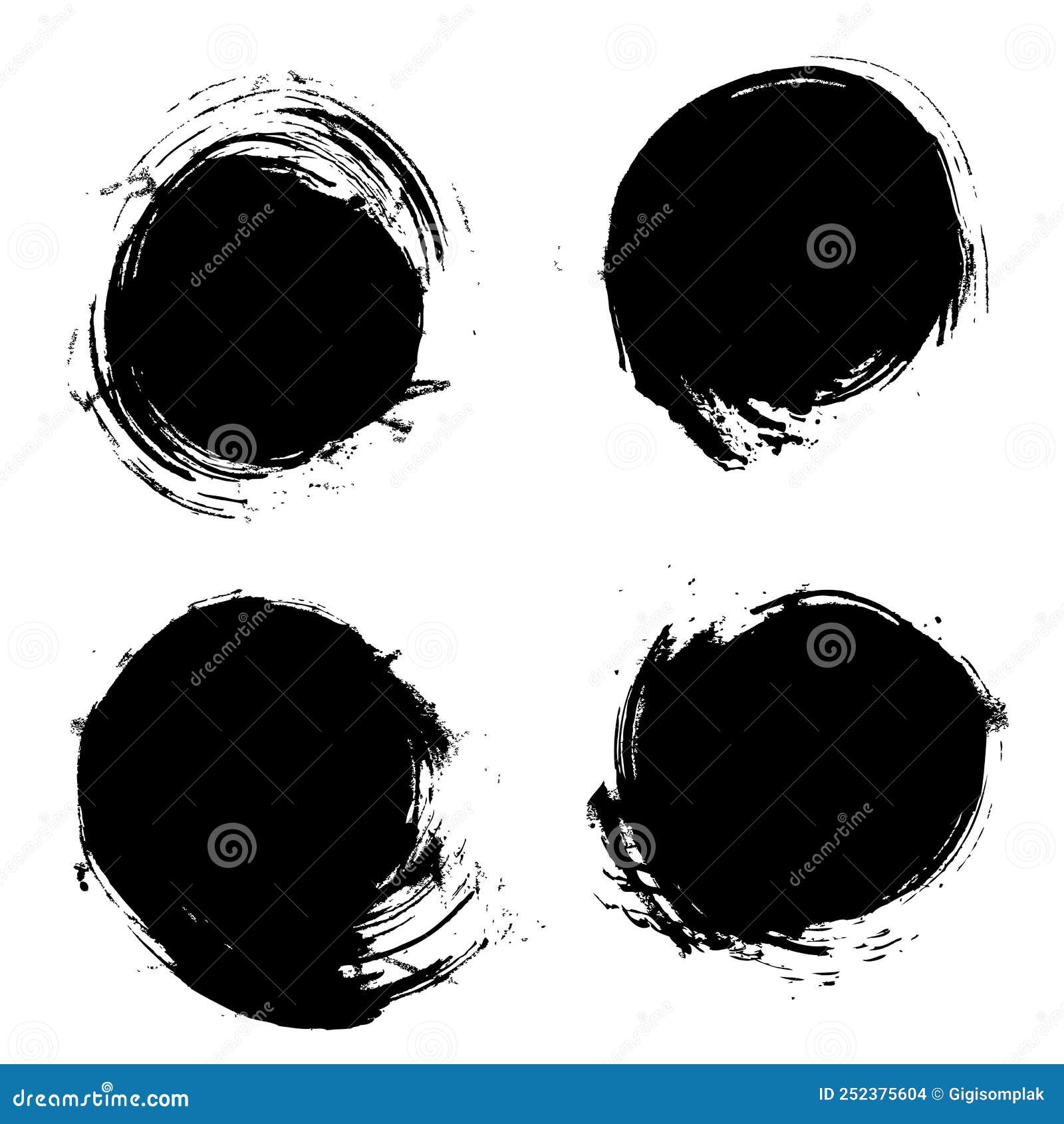Simple Vector Hand Draw Sketch, Set 4 Various Size and Shape of Splat ...