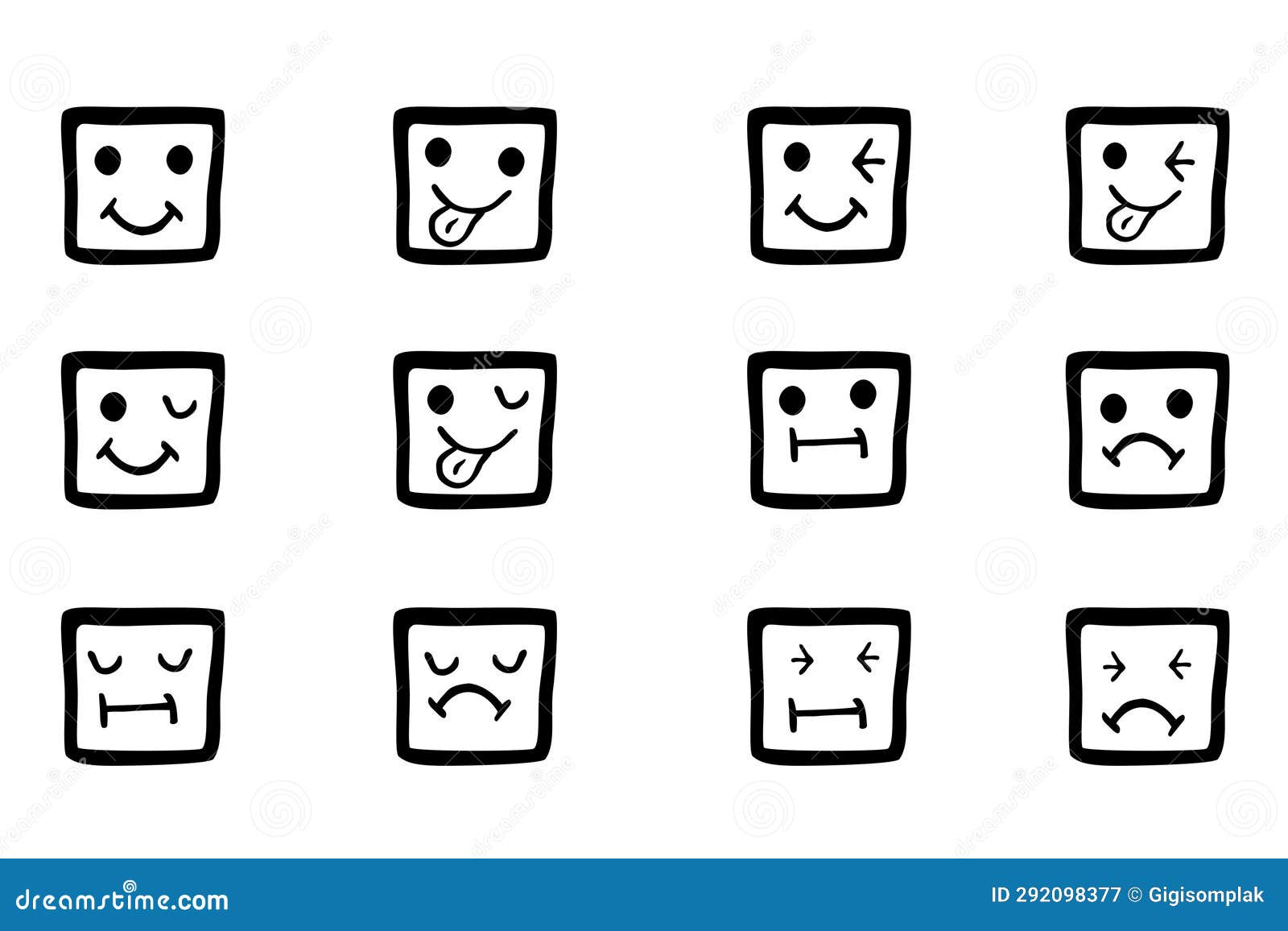 Square Emotion Icon Face Irony Cartoon Illustration | CartoonDealer.com ...
