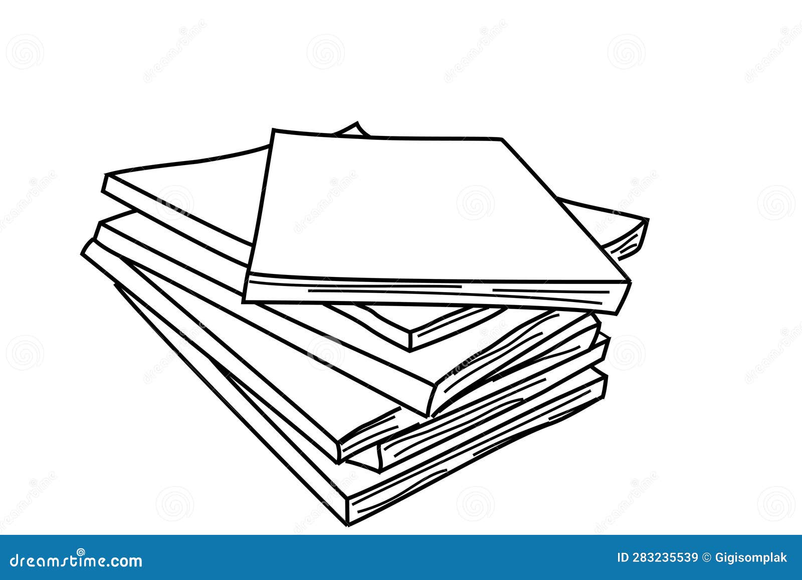 Simple Vector Hand Draw Sketch Stack of Book Stock Illustration ...