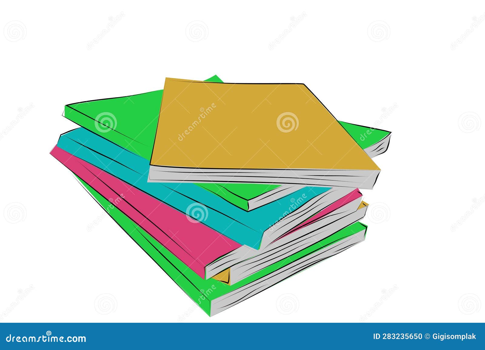 Simple Vector Hand Draw Sketch Stack of Book Stock Illustration ...