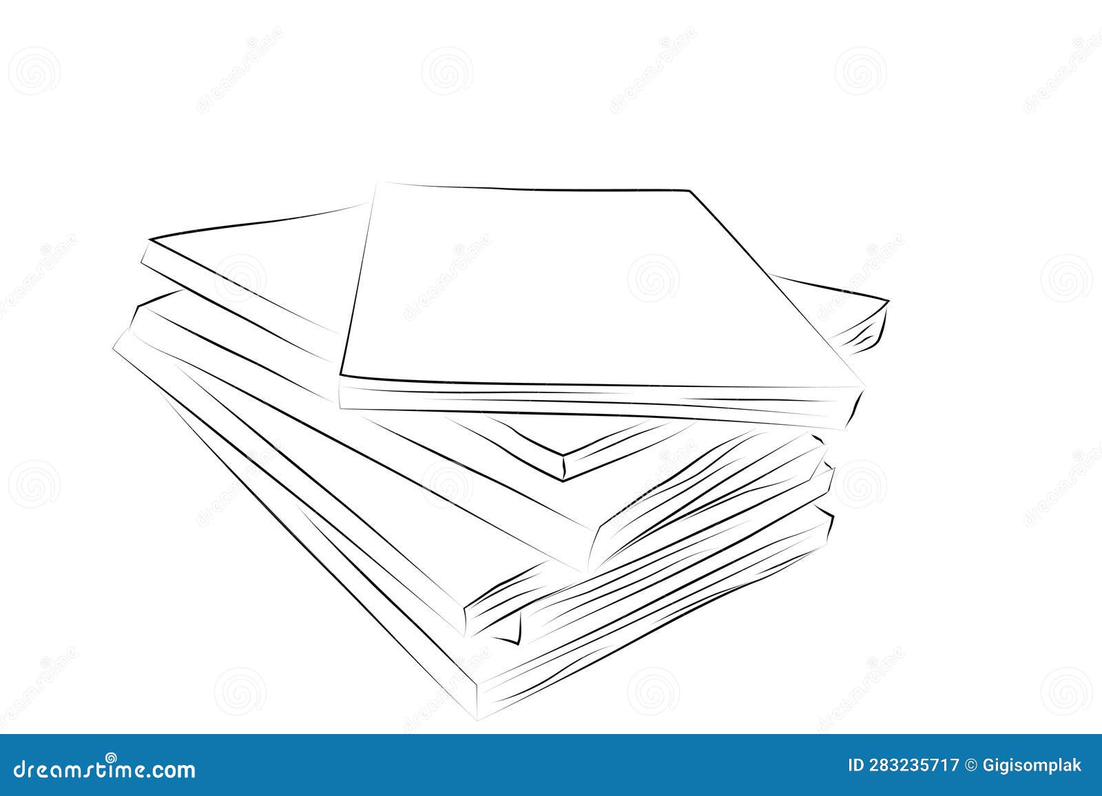 Simple Vector Hand Draw Sketch Stack of Book Stock Illustration ...