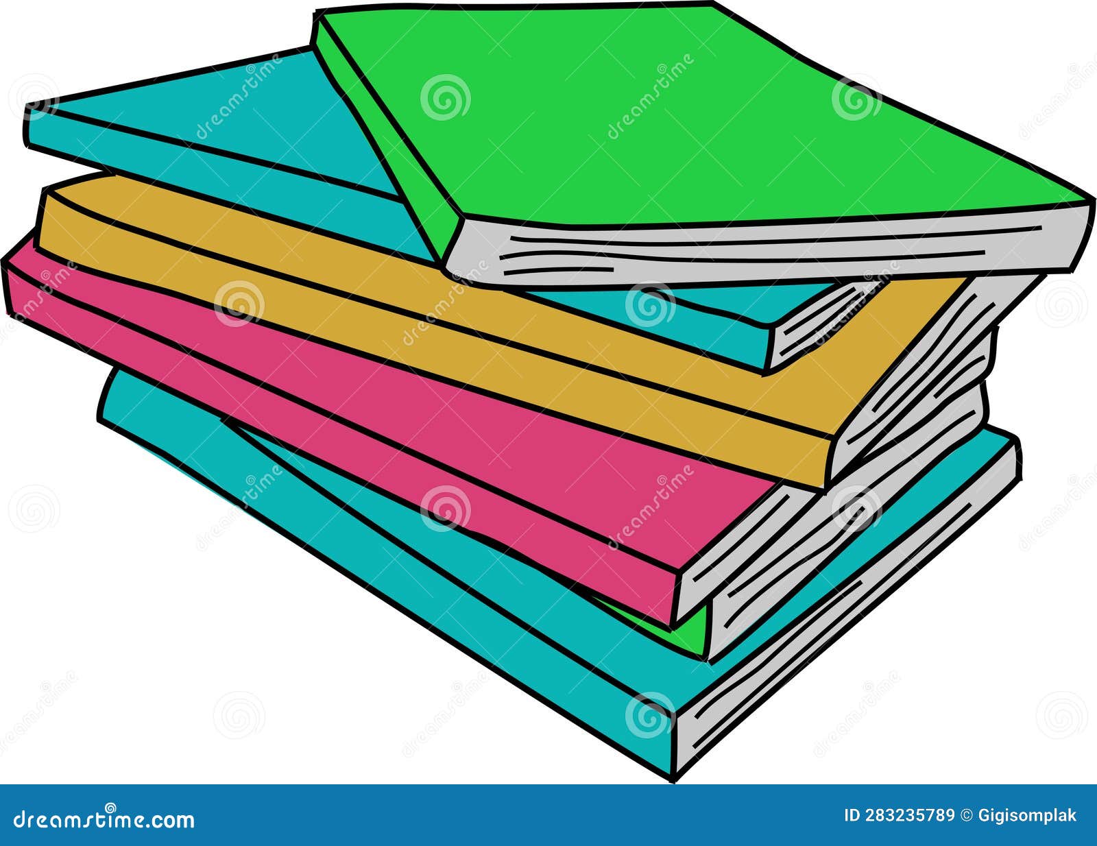 Simple Vector Hand Draw Sketch Stack of Book Stock Illustration ...