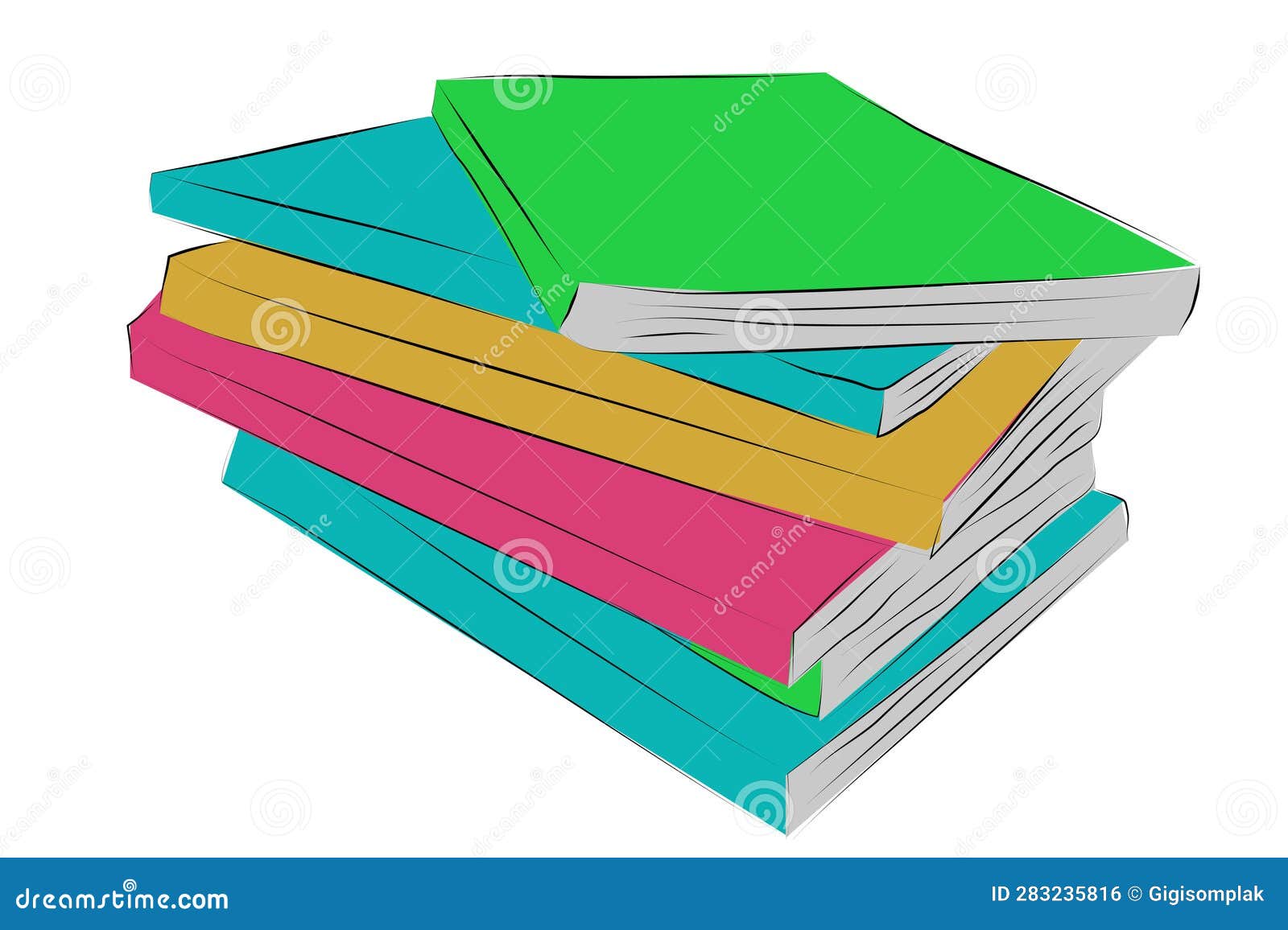Simple Vector Hand Draw Sketch Stack of Book Stock Illustration ...
