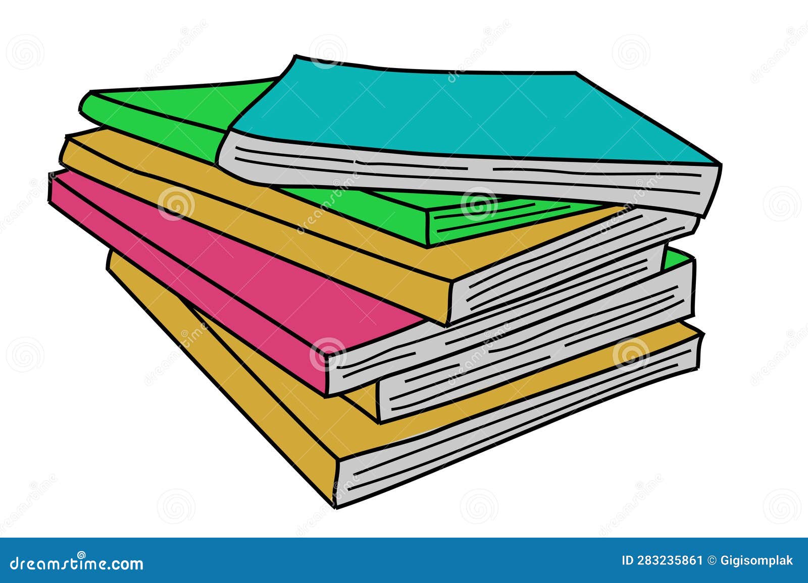 Simple Vector Hand Draw Sketch Stack of Book Stock Illustration ...