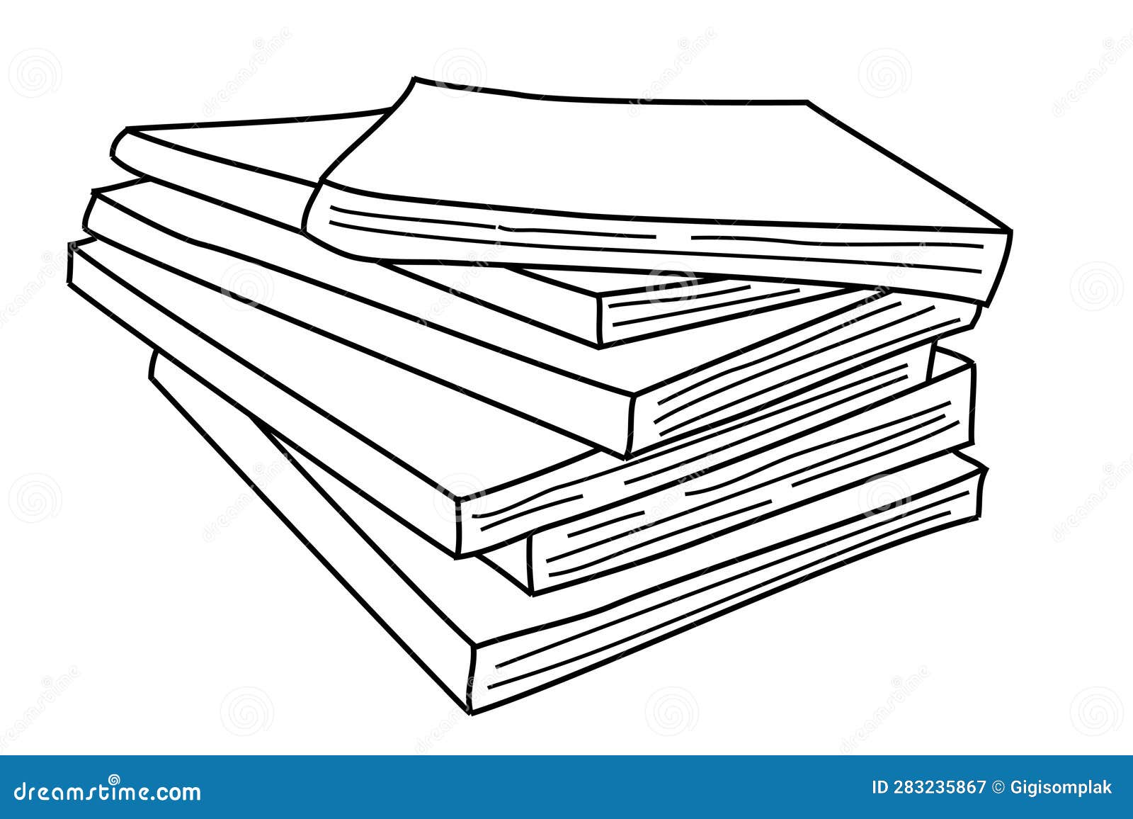 Simple Vector Hand Draw Sketch Stack of Book Stock Illustration ...