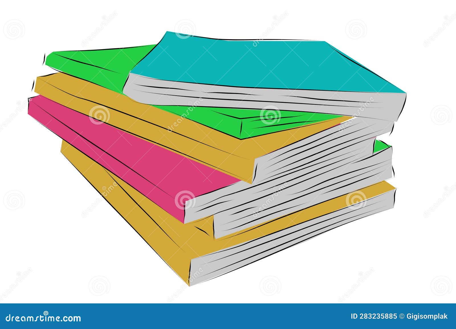 Simple Vector Hand Draw Sketch Stack of Book Stock Illustration ...
