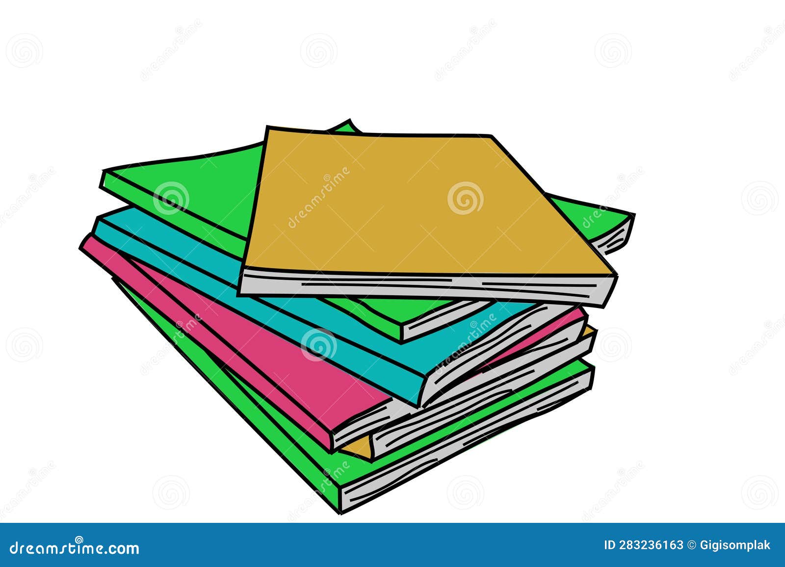 Simple Vector Hand Draw Sketch Stack of Book Stock Illustration ...