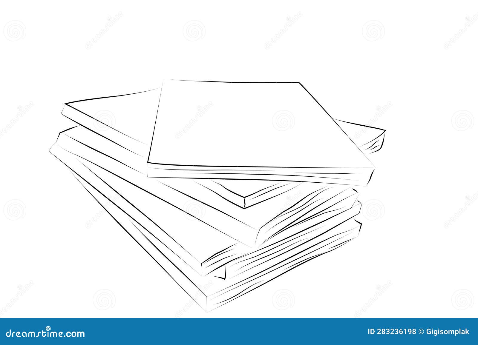 Simple Vector Hand Draw Sketch Stack of Book Stock Illustration ...