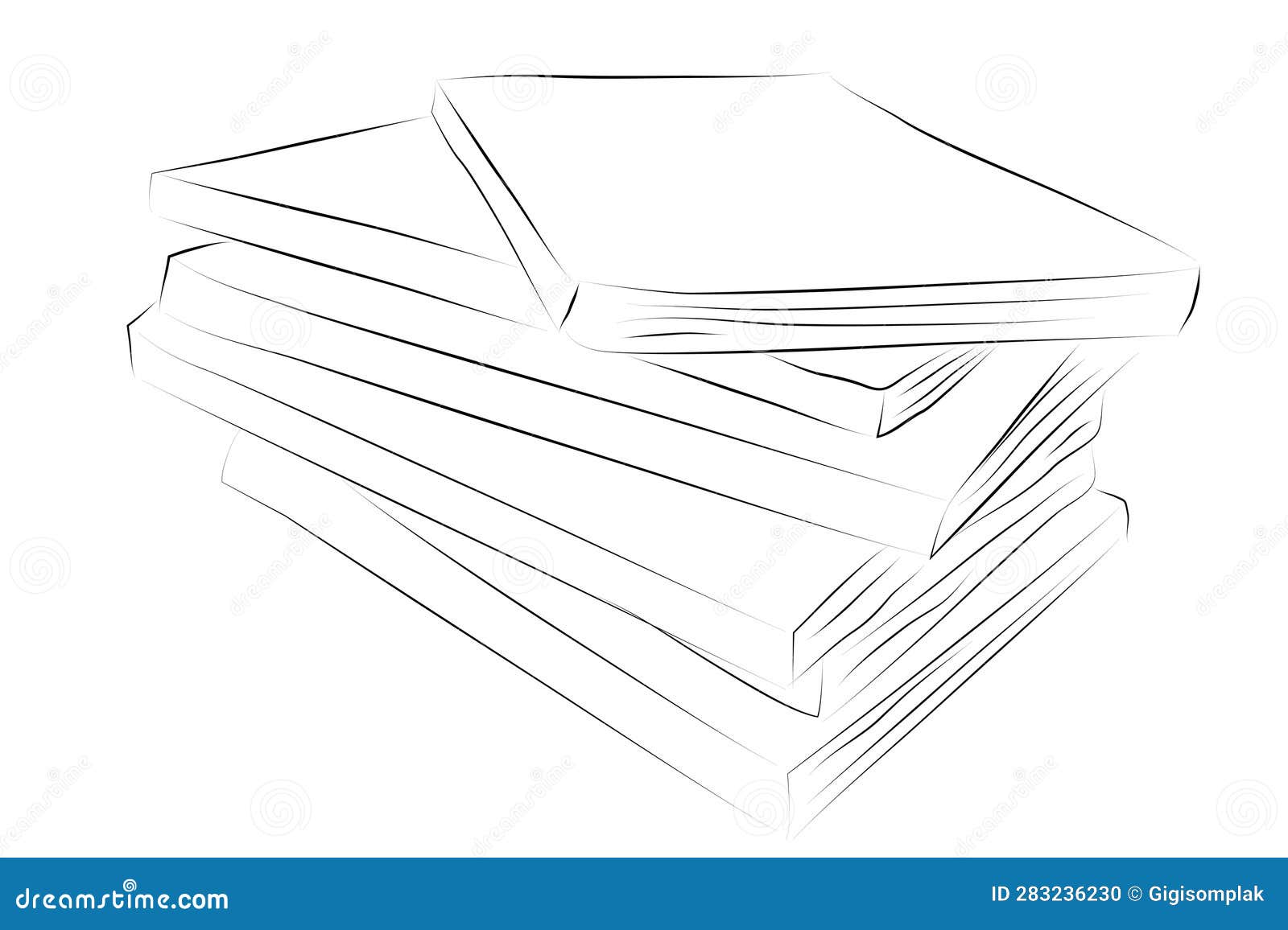Simple Vector Hand Draw Sketch Stack of Book Stock Illustration ...