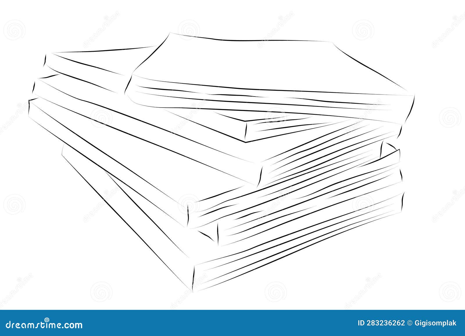 Simple Vector Hand Draw Sketch Stack of Book Stock Illustration ...