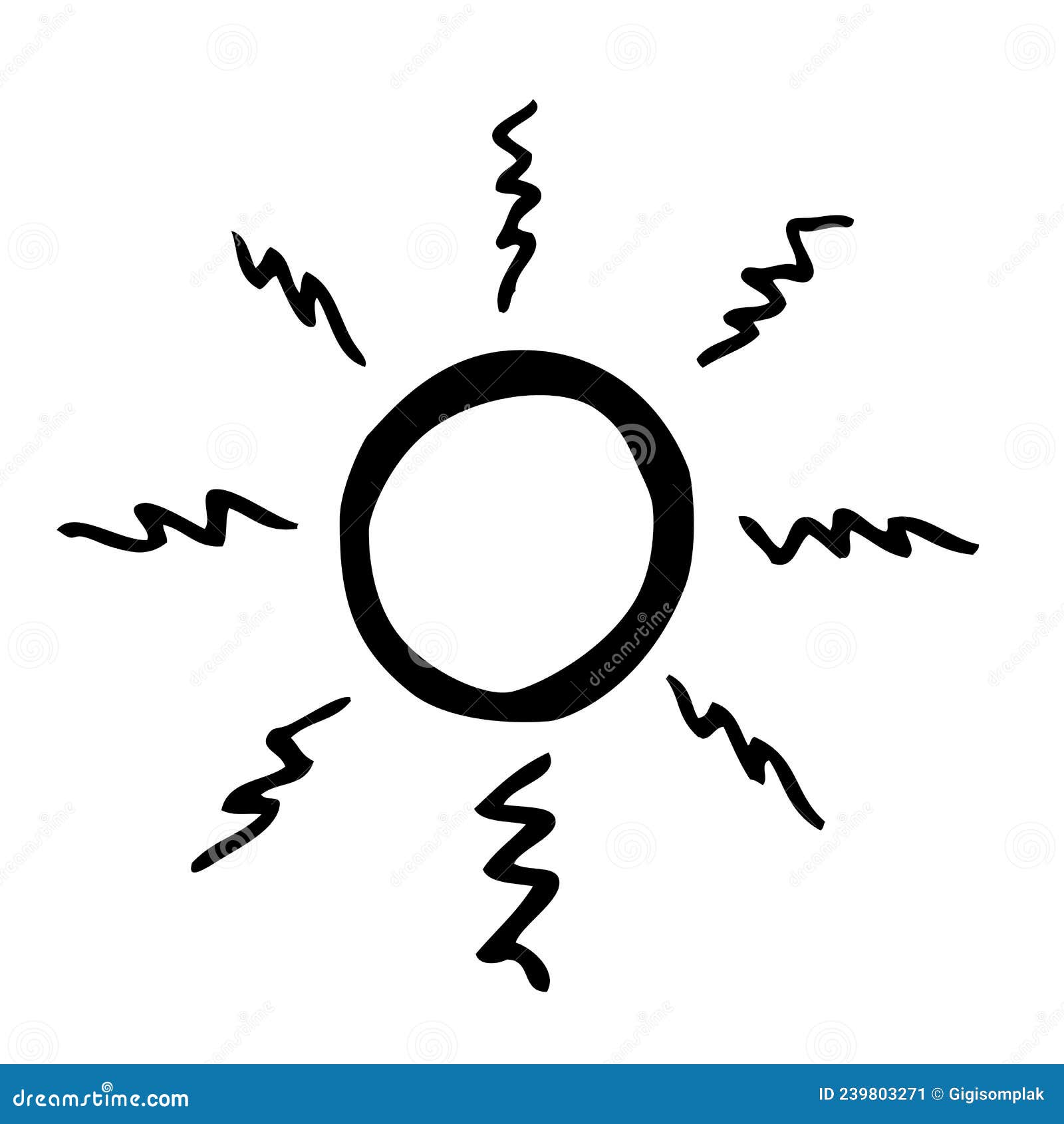 Simple Vector Hand Draw Sketch of Sunburst, Sun Burst, Isolated on ...