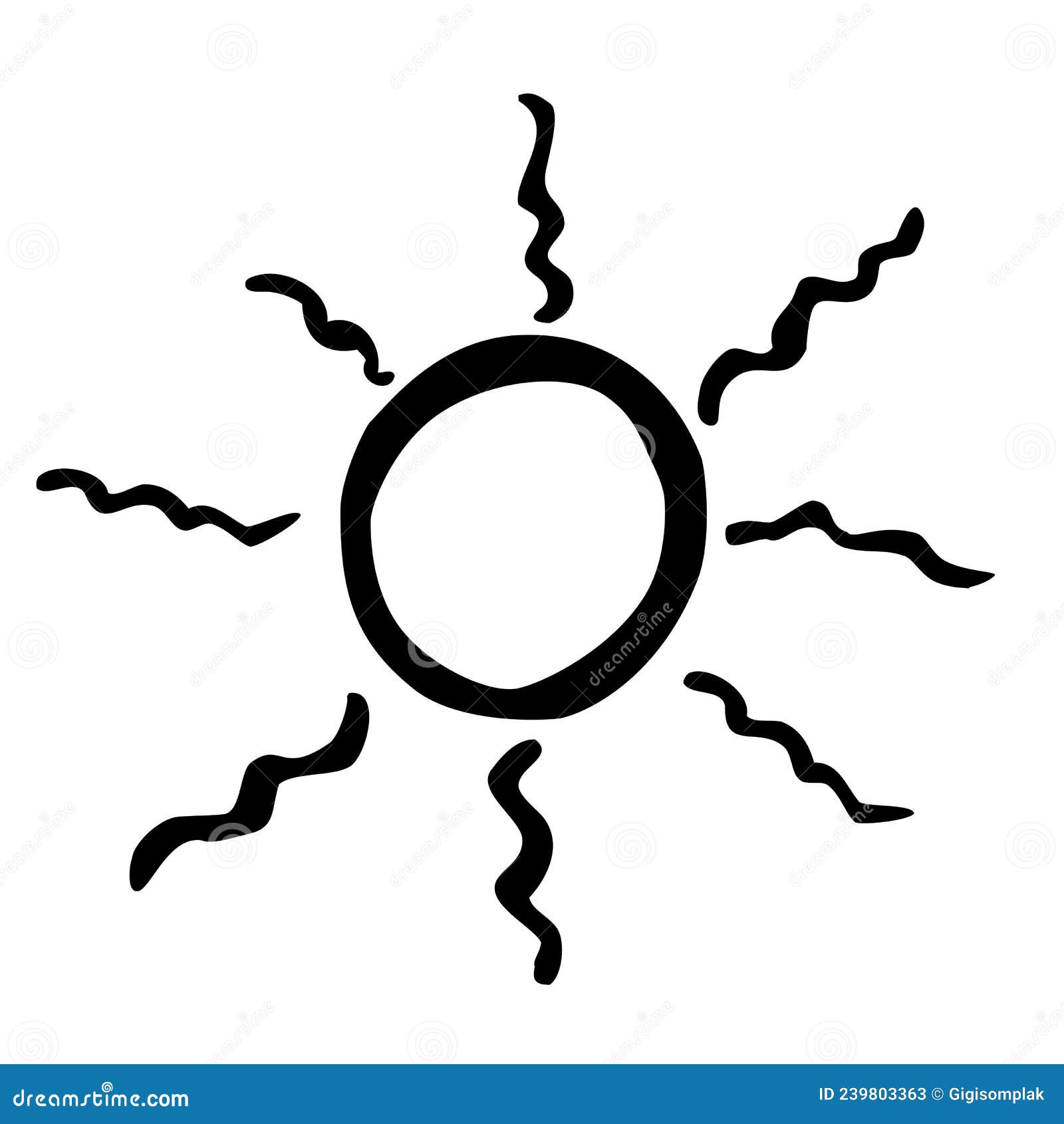 Simple Vector Hand Draw Sketch of Sunburst, Sun Burst, Isolated on ...