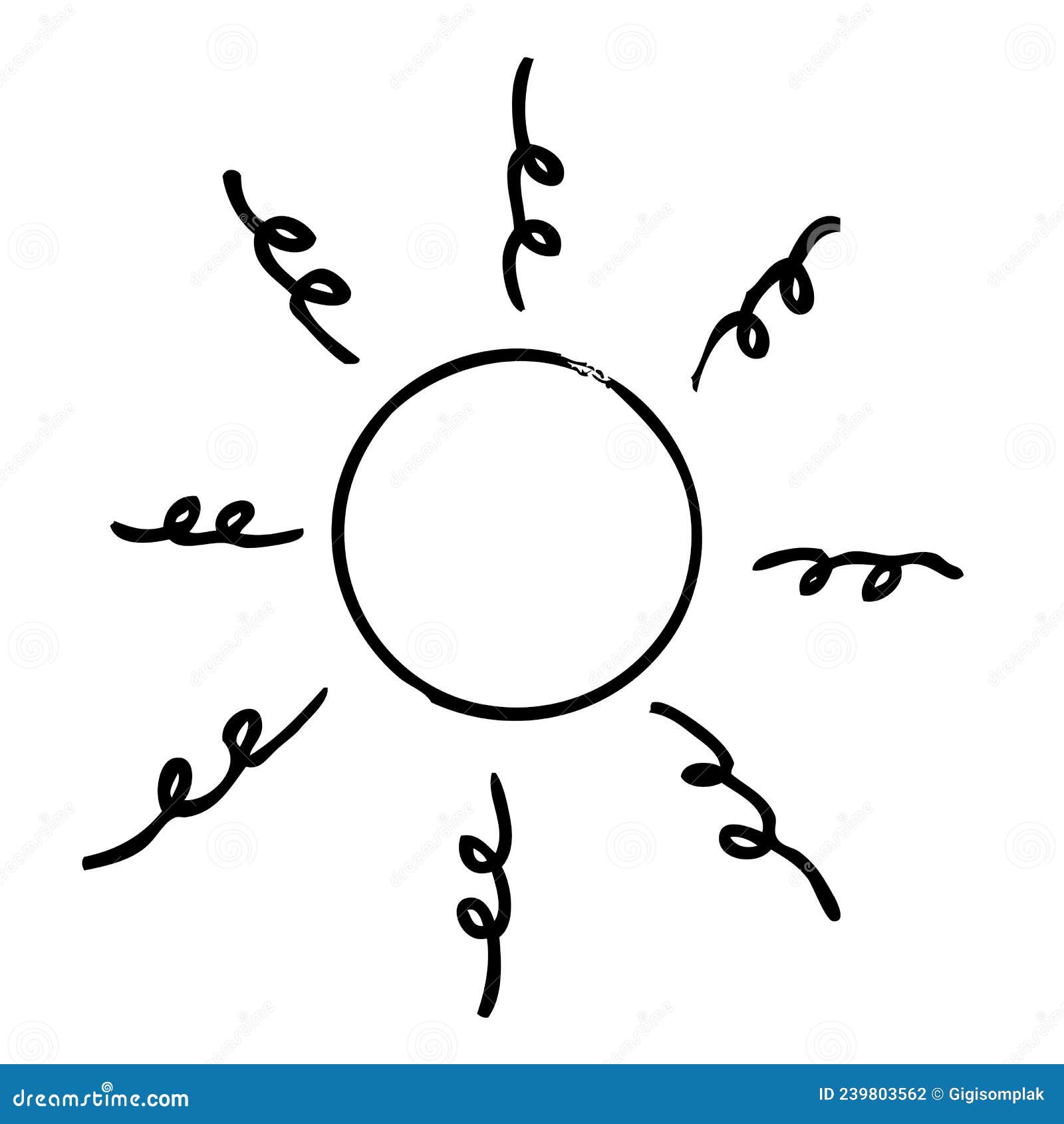 Simple Vector Hand Draw Sketch of Sunburst, Sun Burst, Isolated on ...