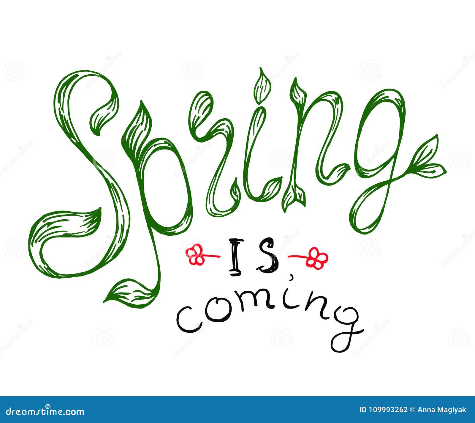 Simple Vector Hand Drawn Retro Lettering Design Element on Spring with ...