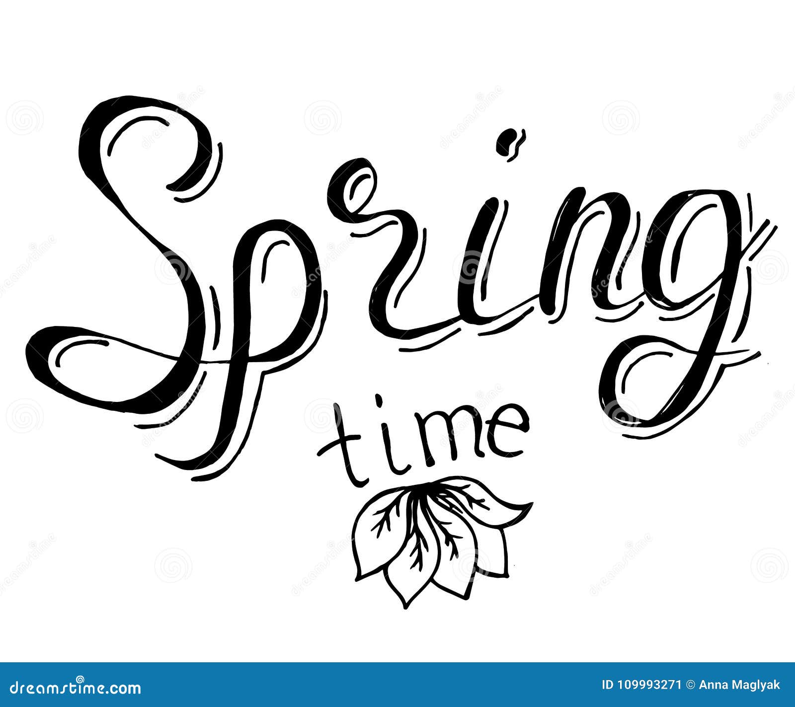 Simple Vector Hand Drawn Retro Lettering Design Element on Spring with ...