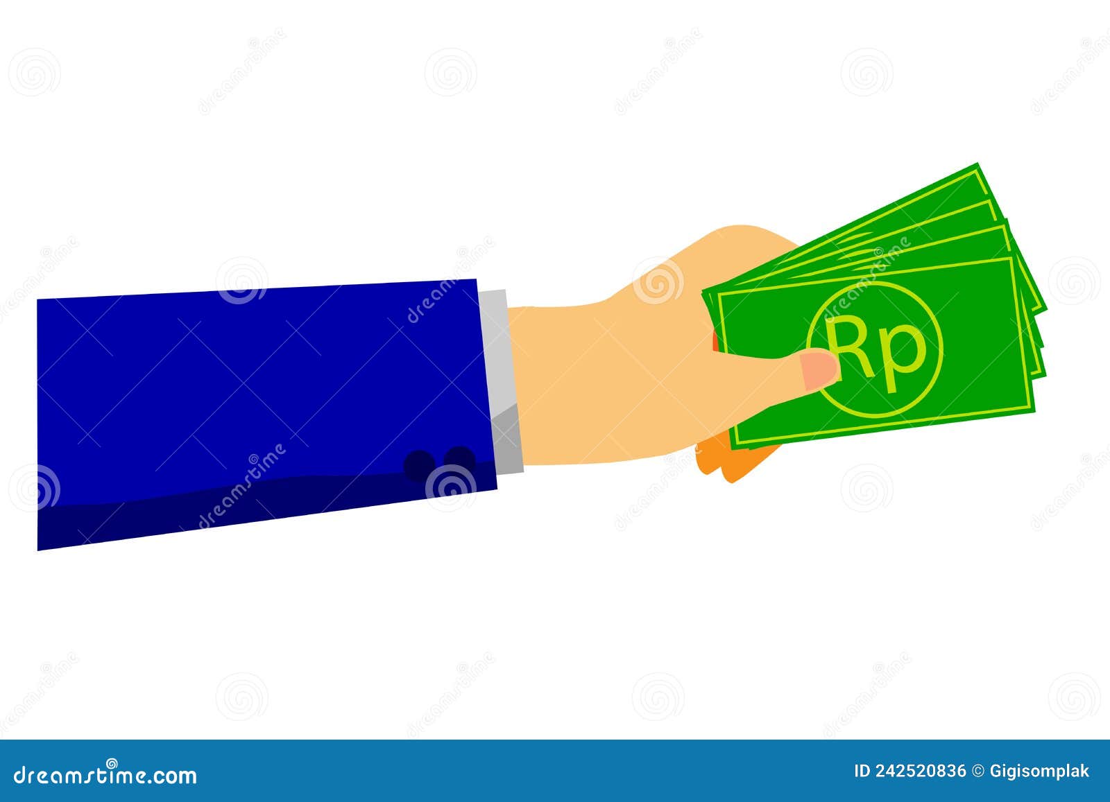 Simple Vector Hand Give or Holding Rupiah Money, Isolated on White ...