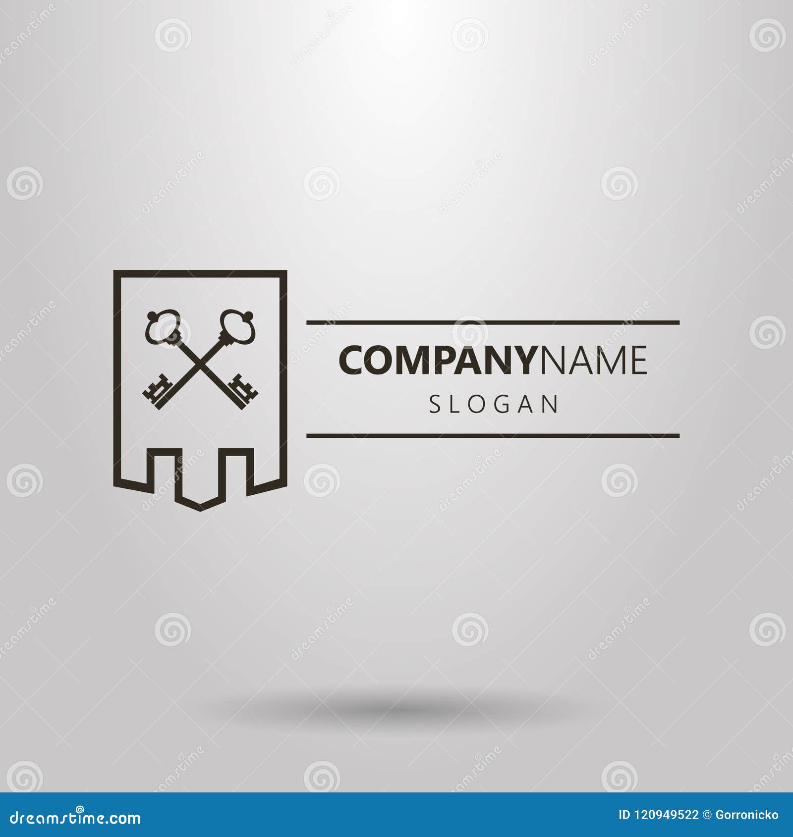 Simple Vector Horizontal Logo of Two Crossed Keys in the Banner Frame ...