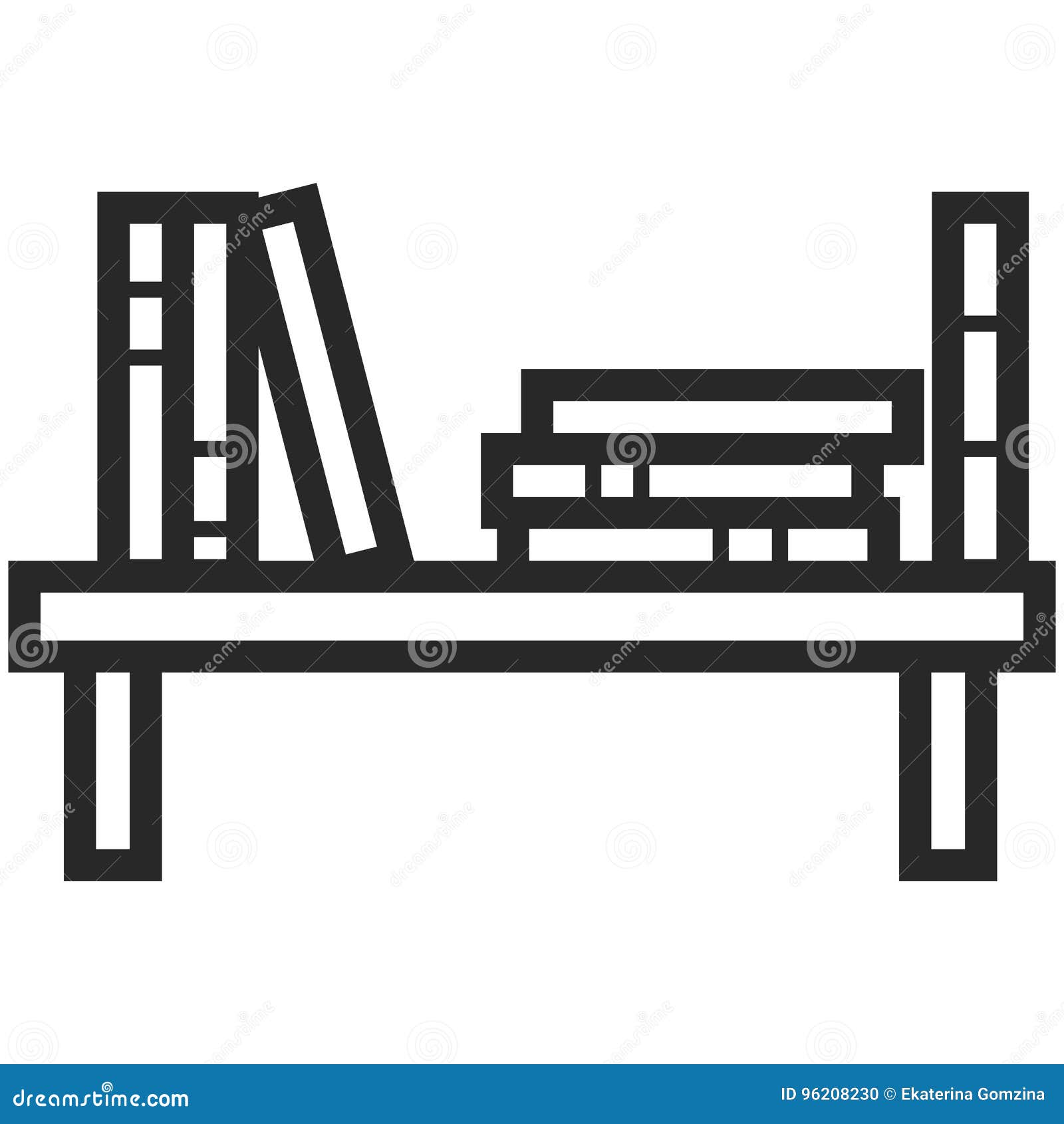 Simple Vector Icon of a Bookshelf in Line Art Style. Pixel Perfect ...