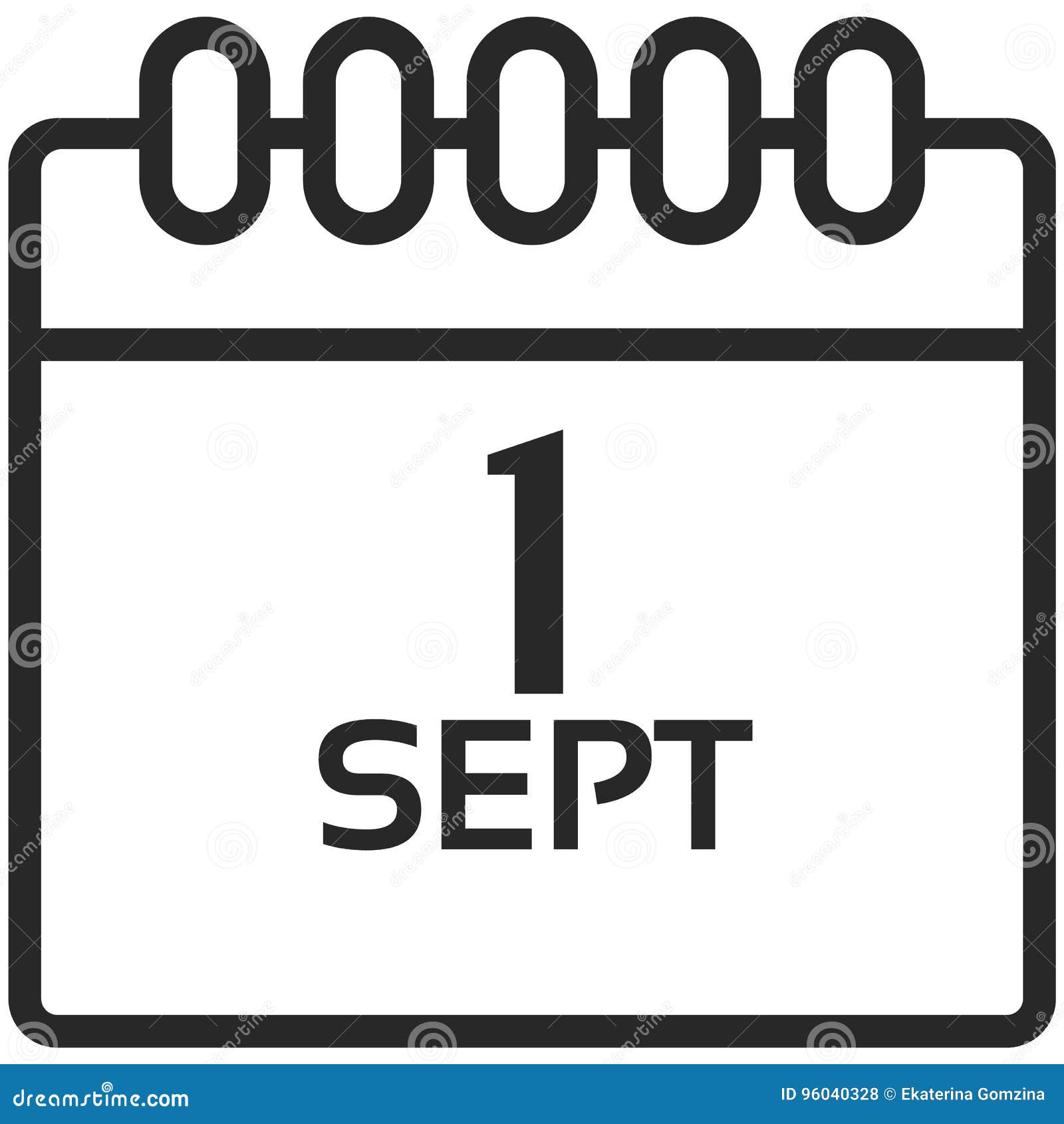 Simple Vector Icon of a Classic Calender for First of September in Line ...