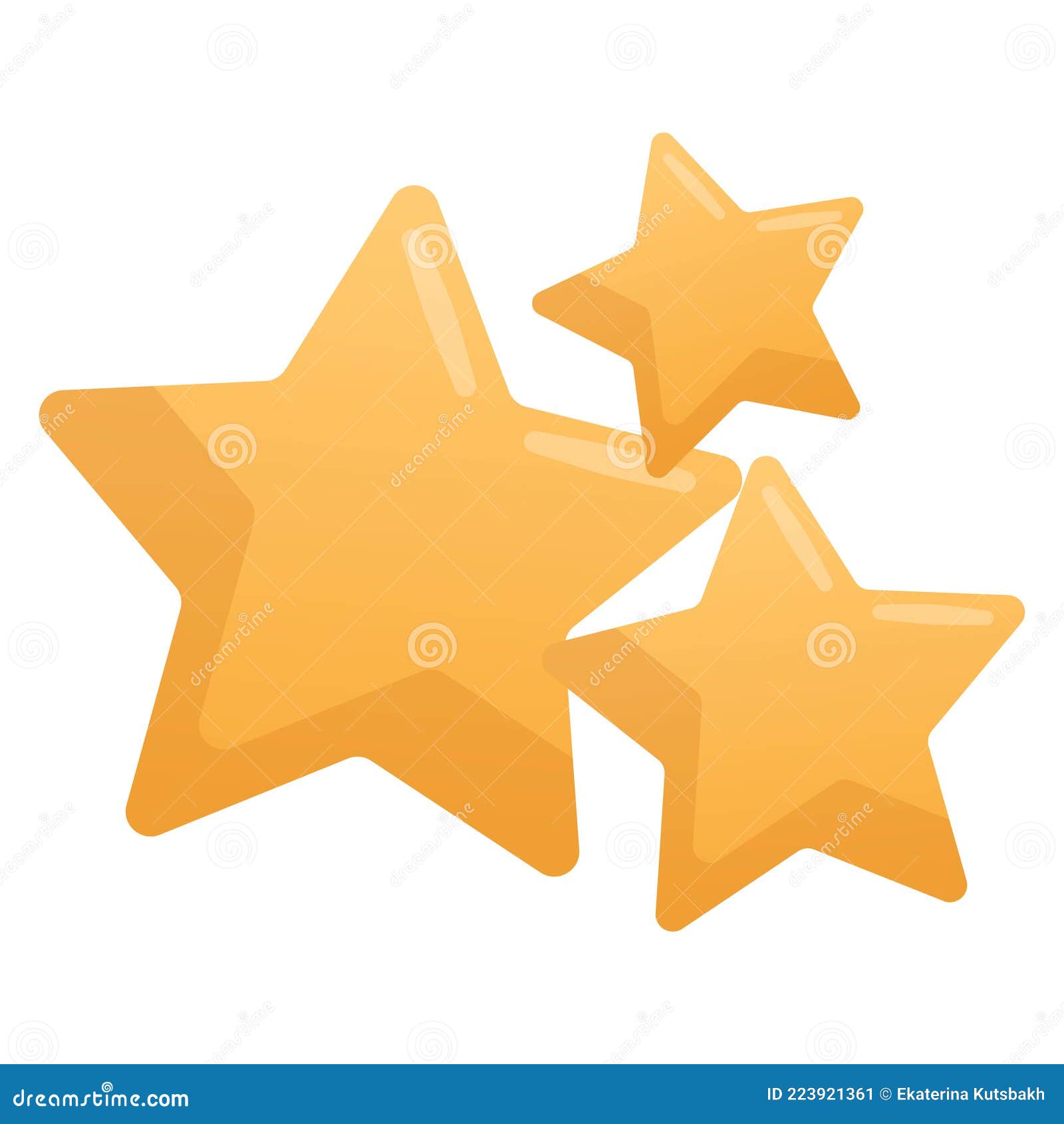 Simple Vector Icon. Composition of Three Bright Cartoon Stars of ...
