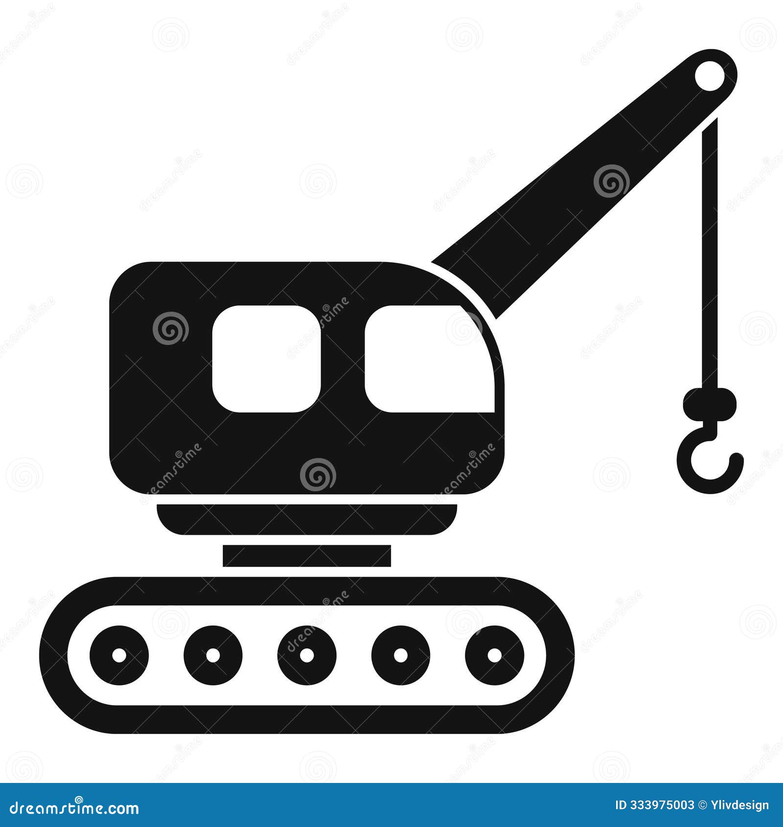 Crawler Crane Working on Tracks with Hook Lowered Icon Stock ...