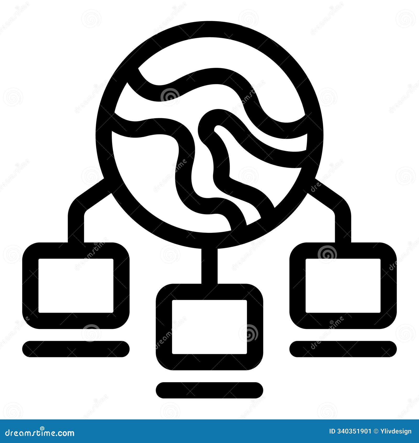Global Network Connecting Three Computers Icon Representing ...