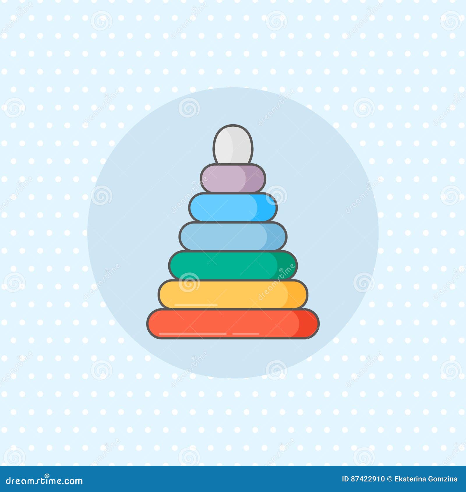 Ring Stacker Wooden Toy Rainbow Pyramid Vector Icon. Educational Visual ...