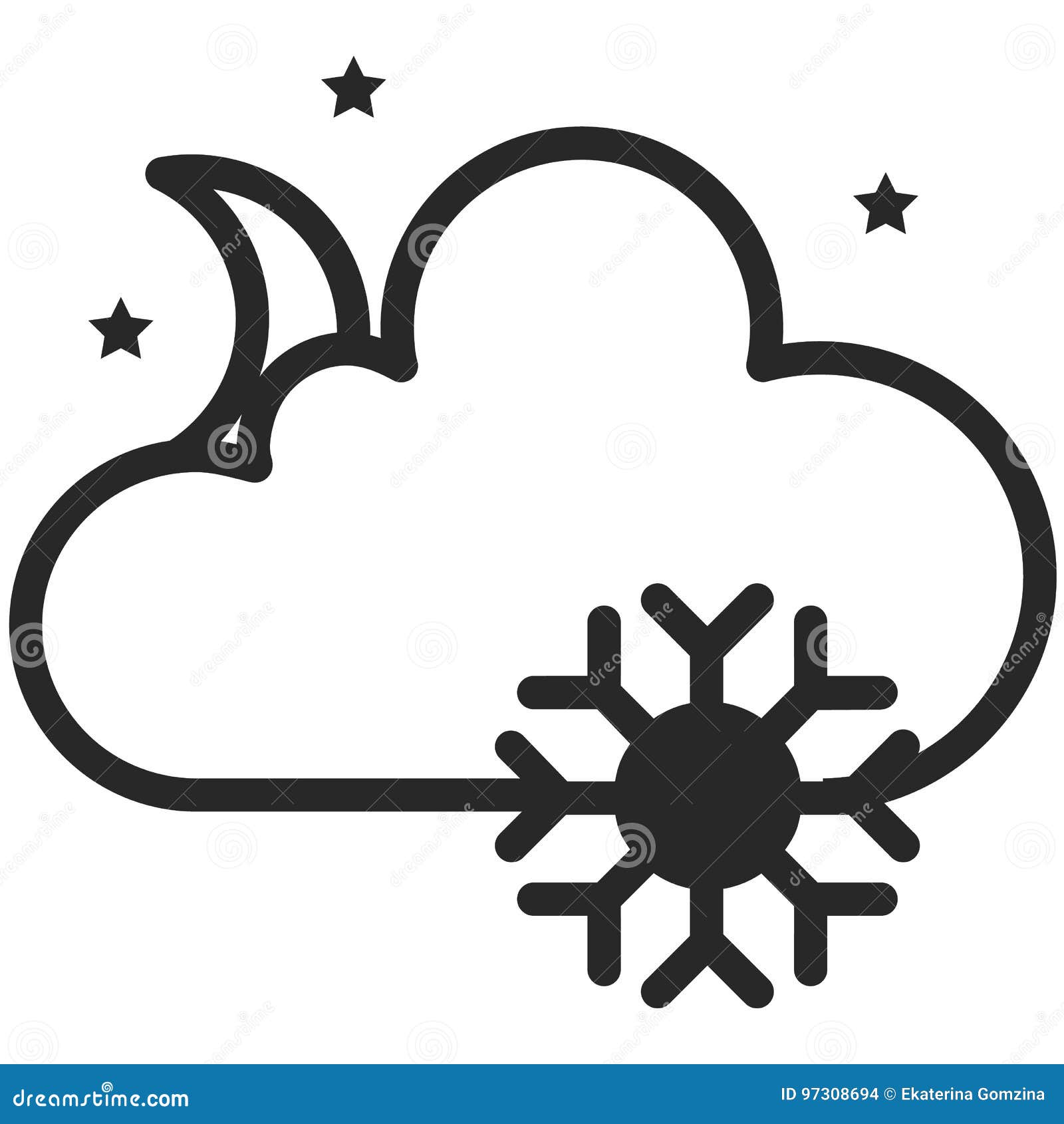 Simple Vector Icon of a Snow at Night in Line Art Style. Pixel Perfect ...