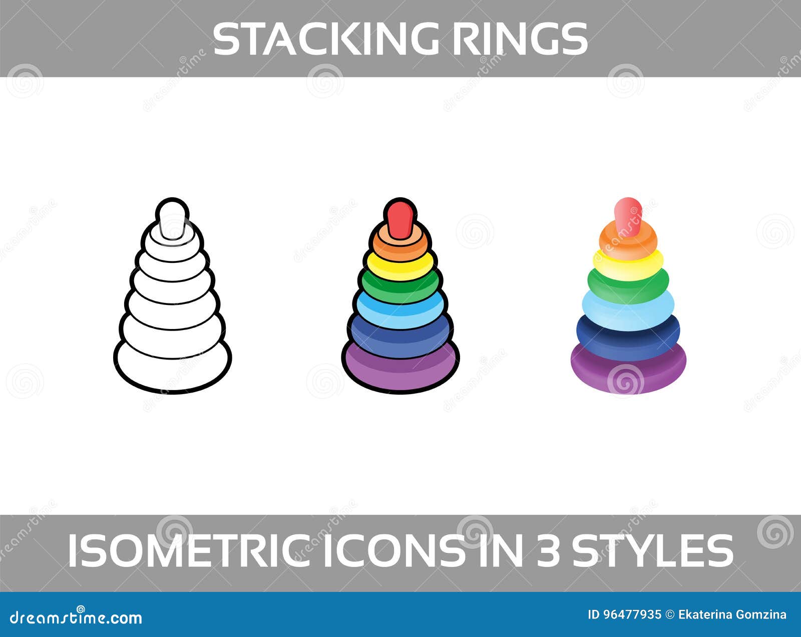 Stacking Rings Tower And Whirligig Toys. Wooden Spinning Top And Toy ...