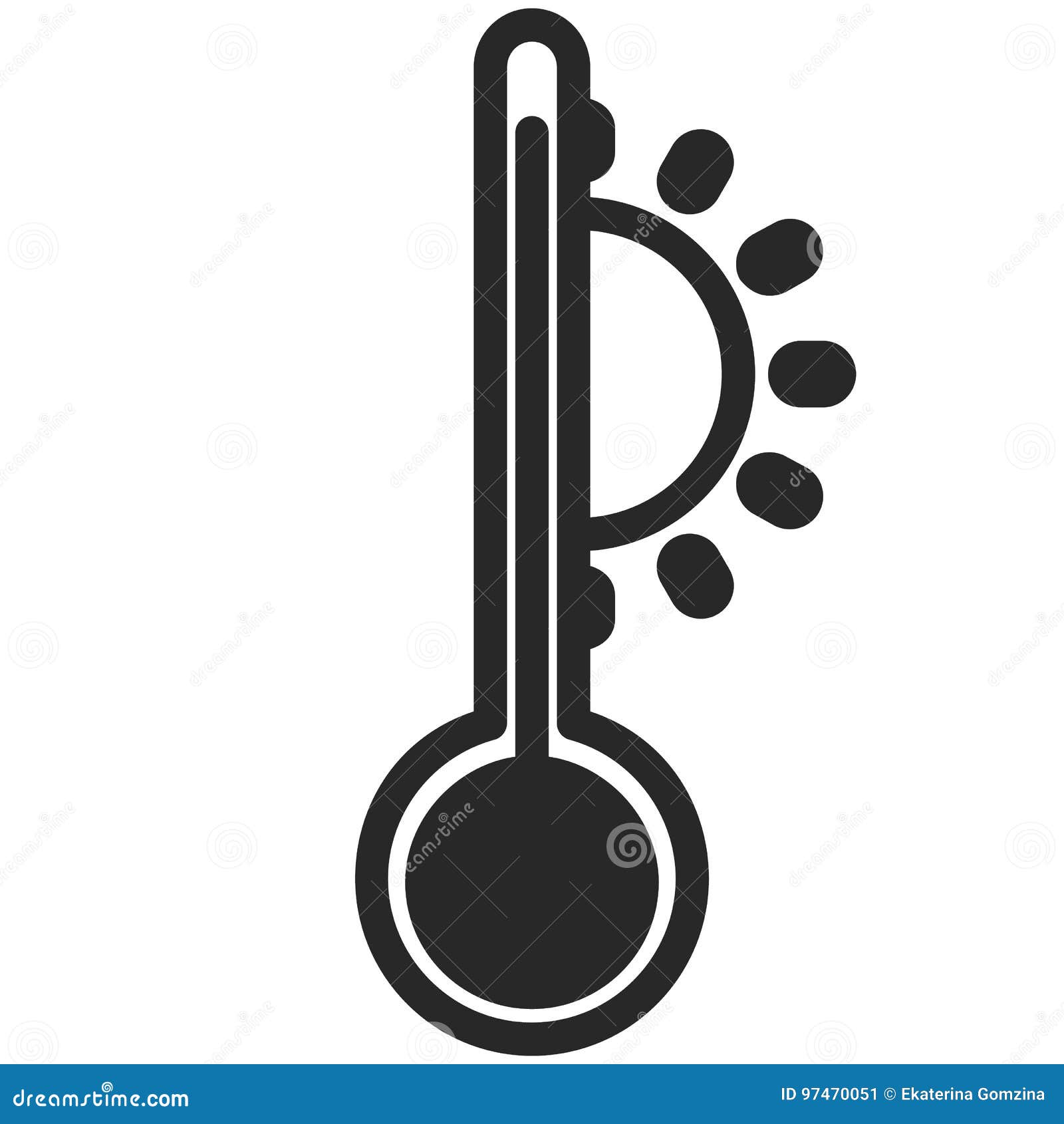 Simple Vector Icon of a Thermometer and Sun As Sign of Warm Weather in ...