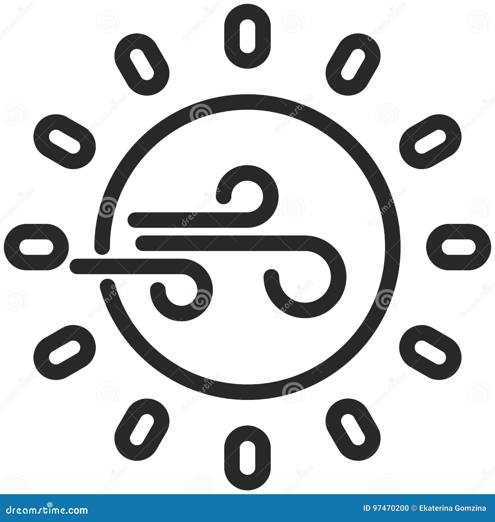 Simple Vector Icon of a Wind and Sun in Line Art Style. Pixel Perfect ...