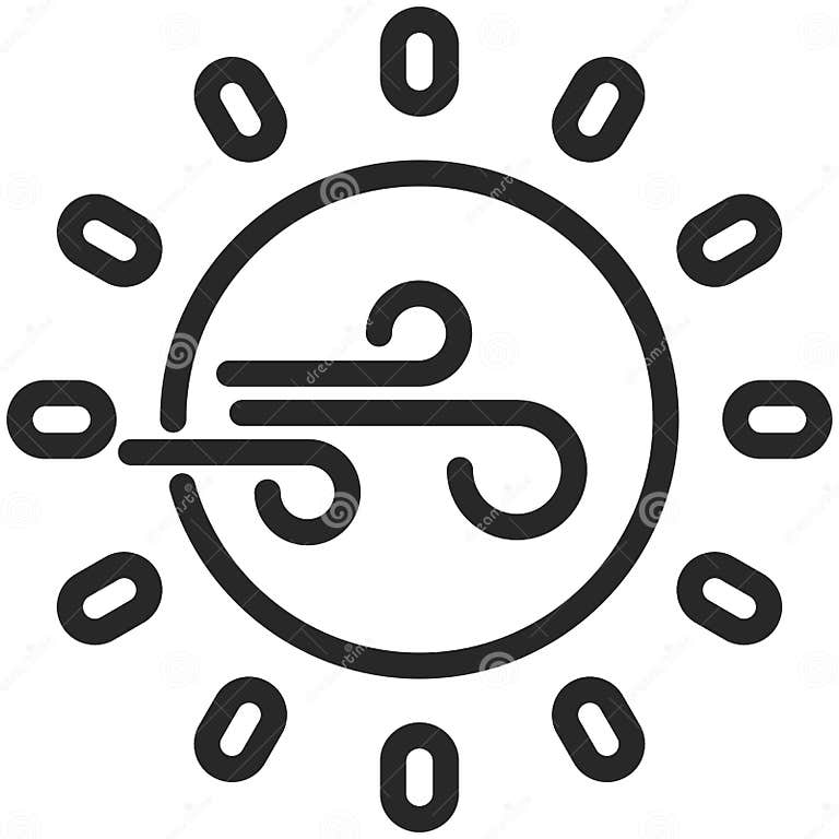 Simple Vector Icon of a Wind and Sun in Line Art Style. Pixel Perfect ...