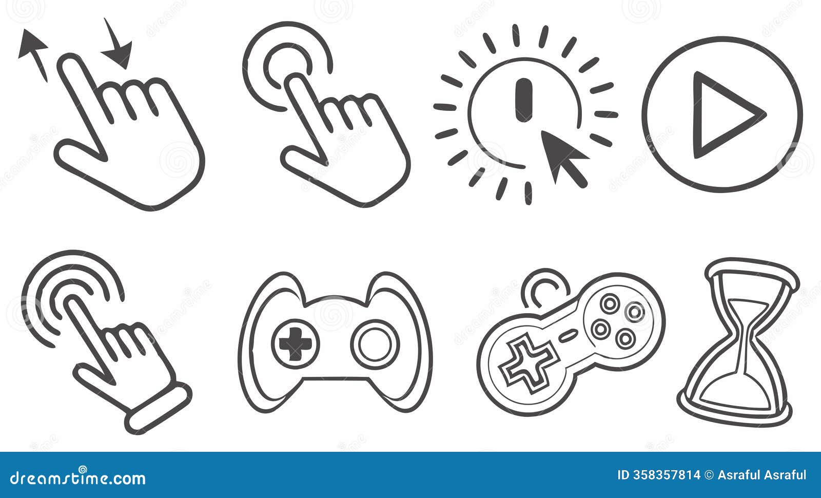 Simple Vector Icons Representing User Interface Interactions Stock ...