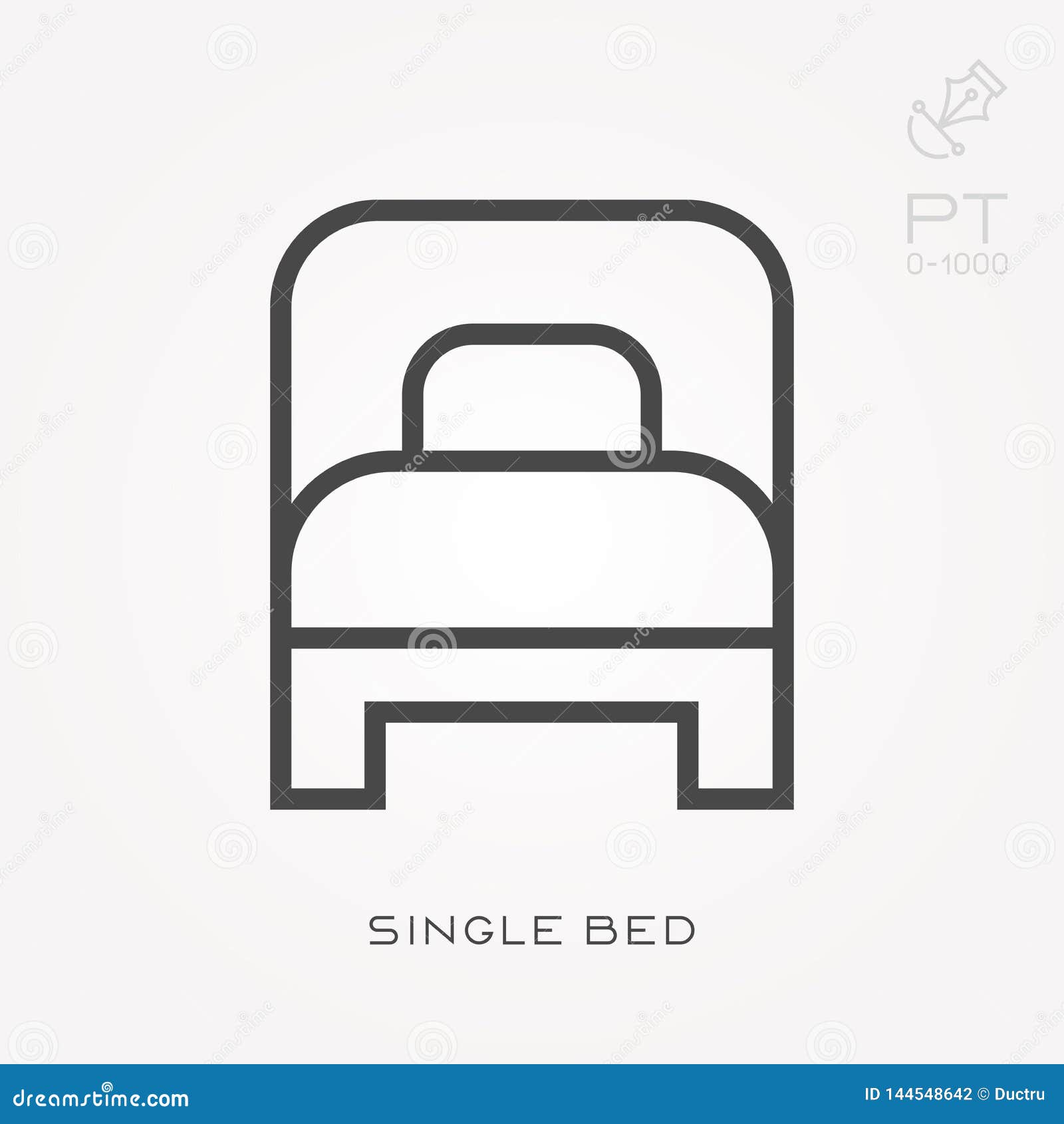 Simple Vector Illustration with Ability To Change. Line Icon Single Bed ...